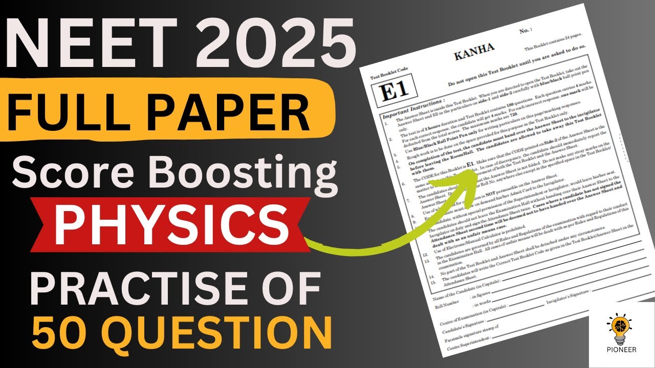 NEET Physics 50 MCQ Most Expected Questions 2025 | Physics Full ...