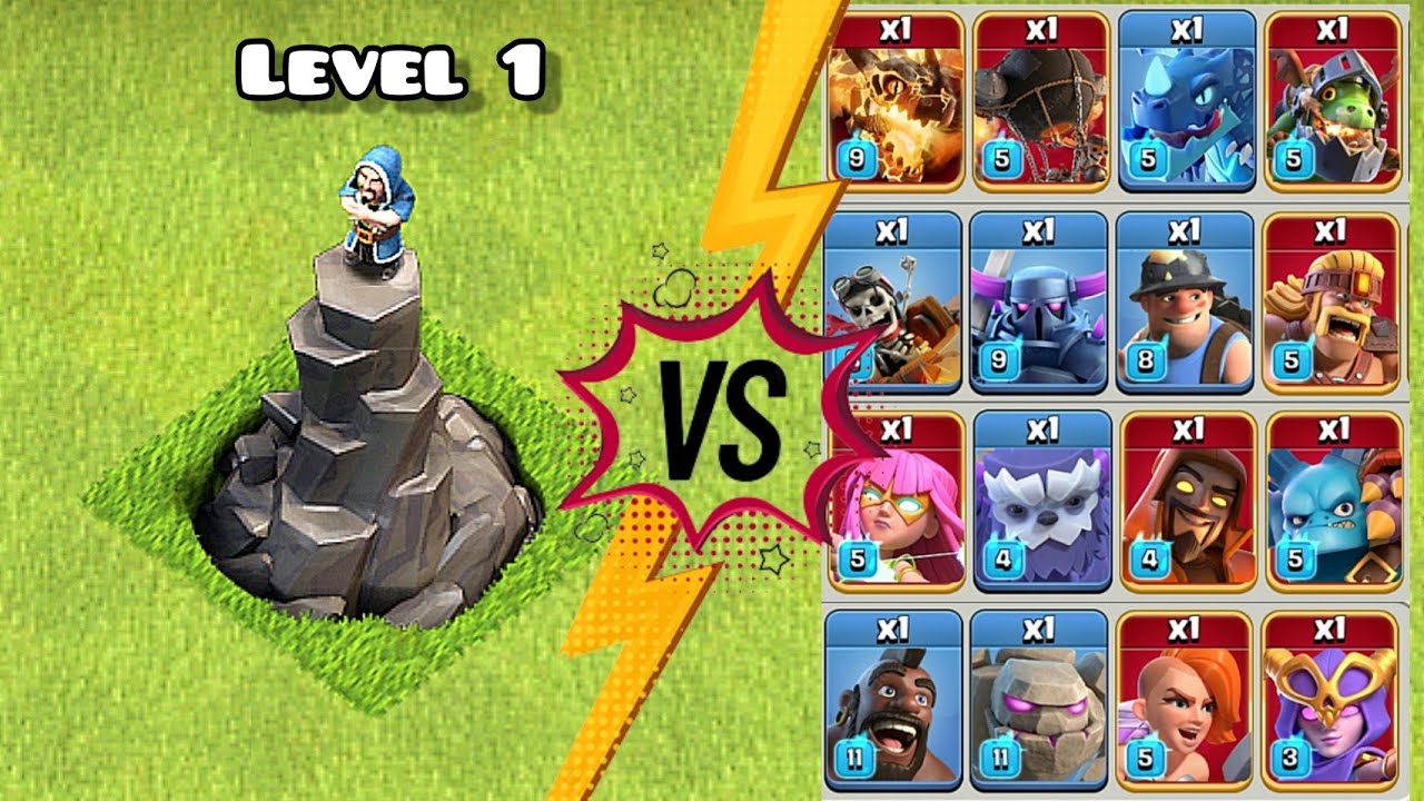 Wizard tower vs Max level troops in coc - YouTube