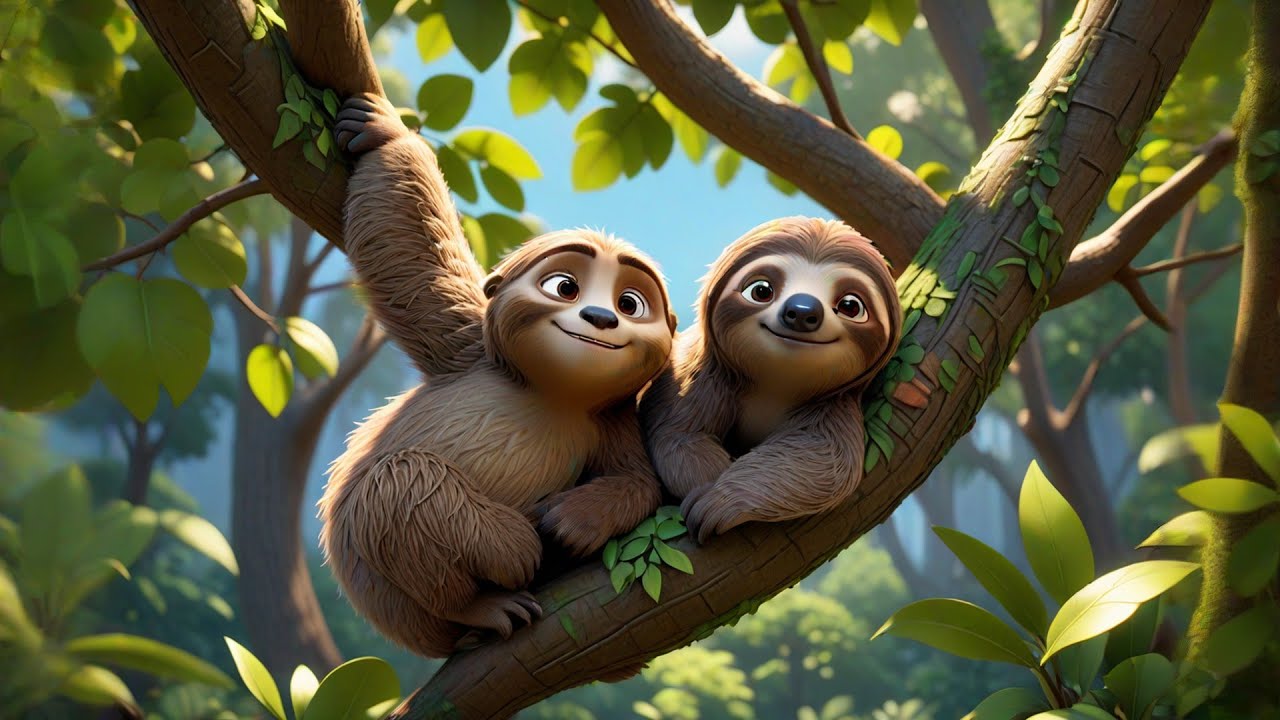 Three Sleepy Sloths Hug a Tree | Jungle Song for Kids | Nursery Rhymes ...