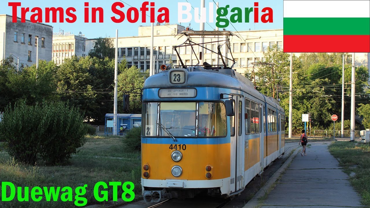 Trams in Sofia Bulgaria - old Duewag GT8 trams - Line 23 - YouTube
