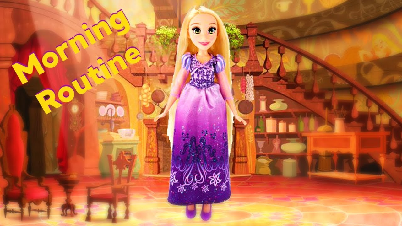 Doll Story: Rapunzel's Morning Routine with best friend, Pascal! - YouTube