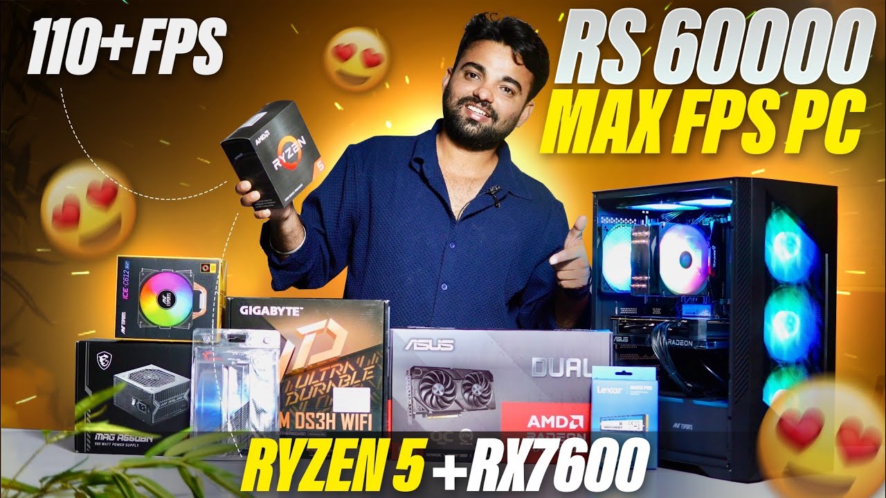₹60K High FPS Gaming PC Build 2025 💥 Ryzen 5 + RX 7600 🔥🎮 - YouTube