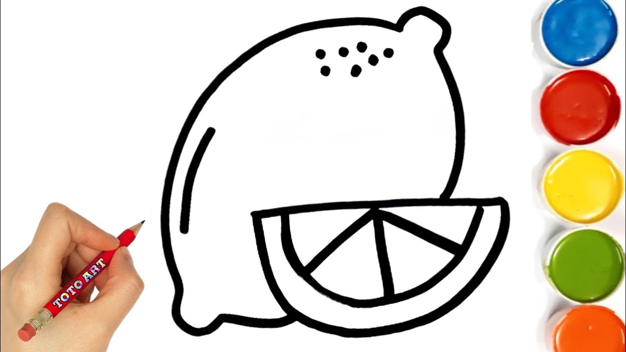 How to draw Yummy Lemon -Colouring for Kids & Toddlers |Draw, Paint and ...