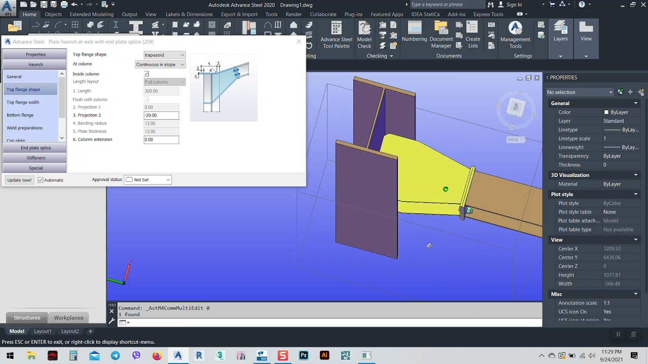 Advance steel beam connection with trapezoidal plates - YouTube