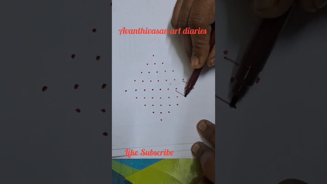 9×1 dot easy box kolam to all#specialy for childrens and beginners ...