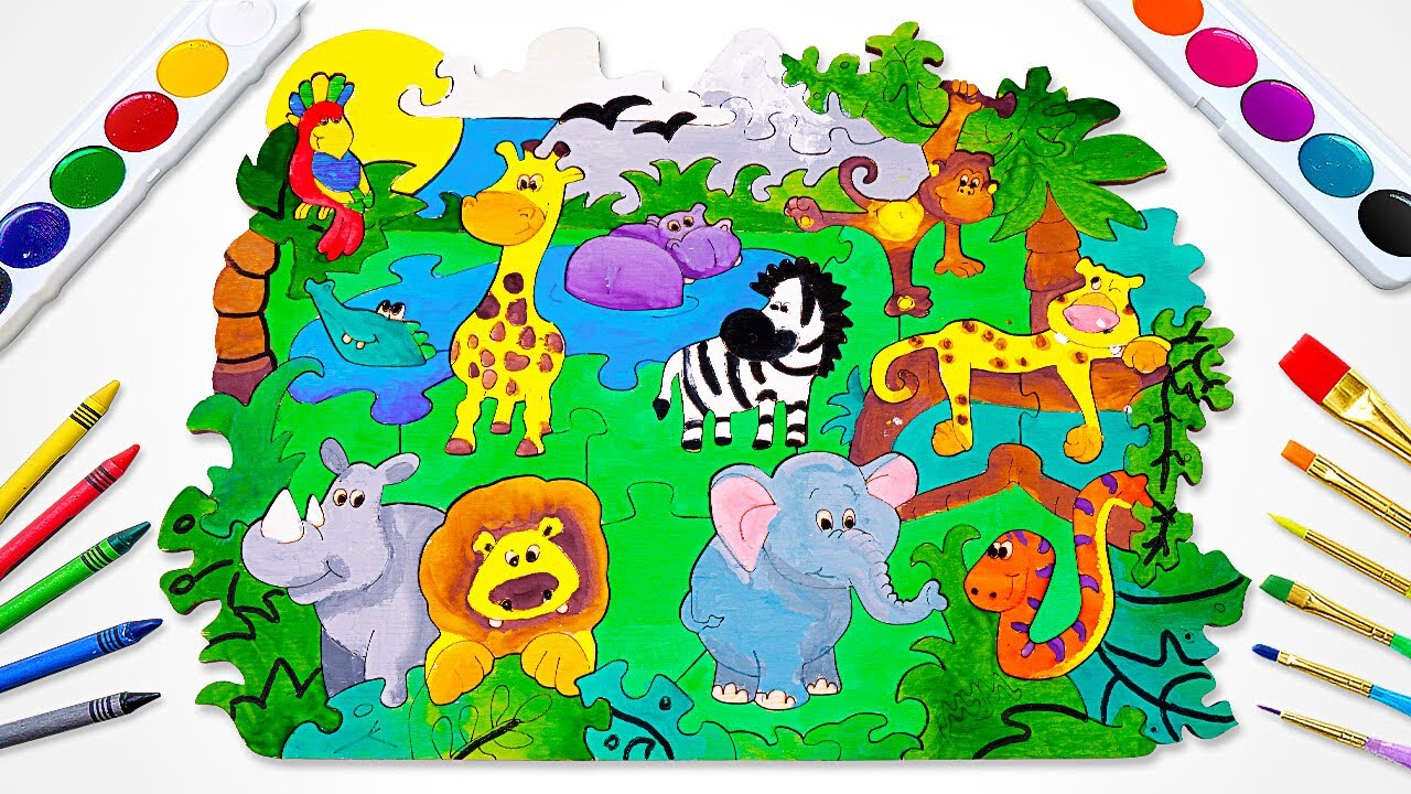 Let's Draw & Color Jungle Animals! 🐒🦁 Best Preschool Toddler Learning ...