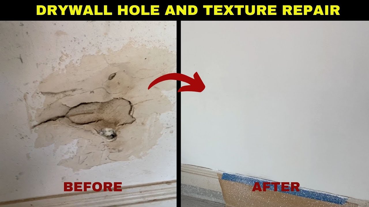 How to fix a hole in drywall and repair a textured wall. - YouTube