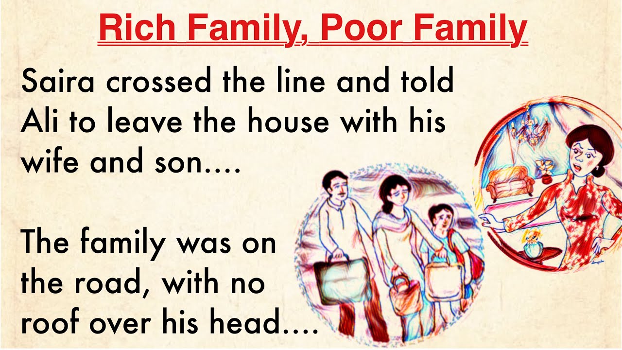 English Learning Story | Rich Family, Poor Family | Short English Story ...