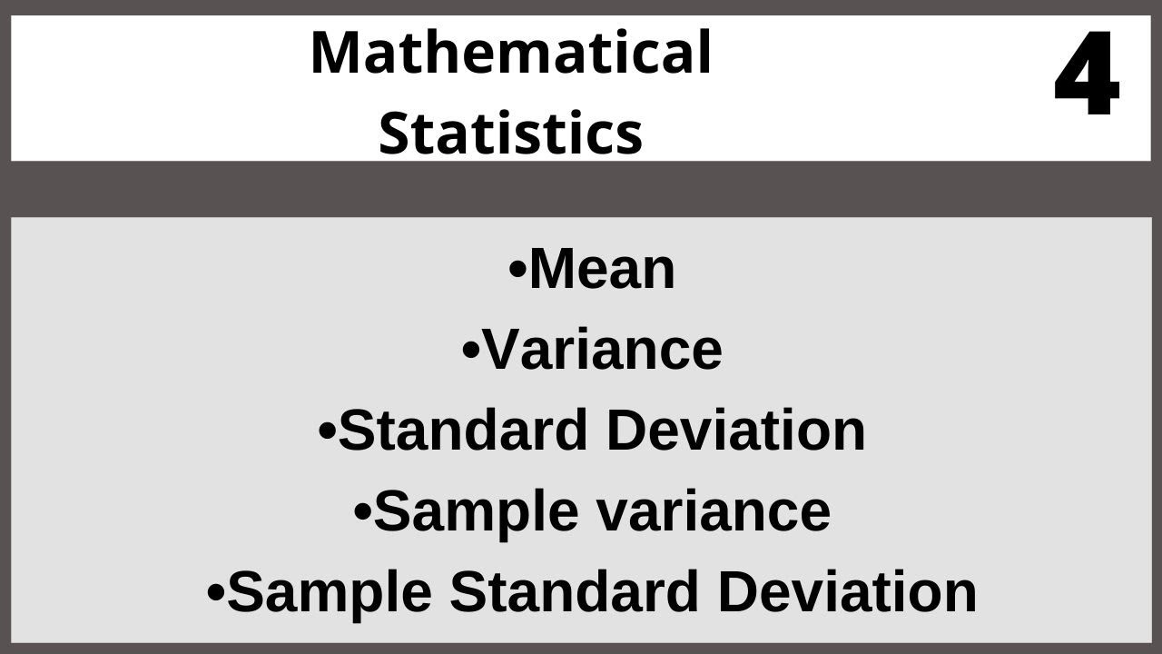 Introduction to Probability|Standard Deviation|Mathematical Statistics ...