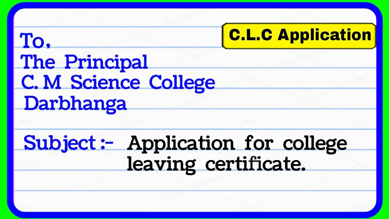 C.L.C Application || CLC application in English || Application for ...