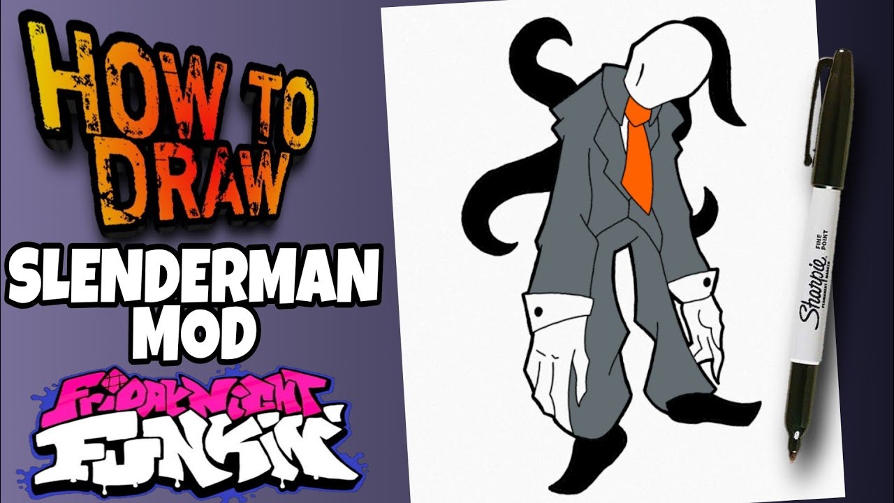 HOW TO DRAW SLENDERMAN MOD FROM FRIDAY NIGHT FUNKIN | STEP BY STEP ...
