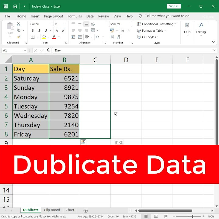Duplicate Data in Excel || Copy Data #short - YouTube