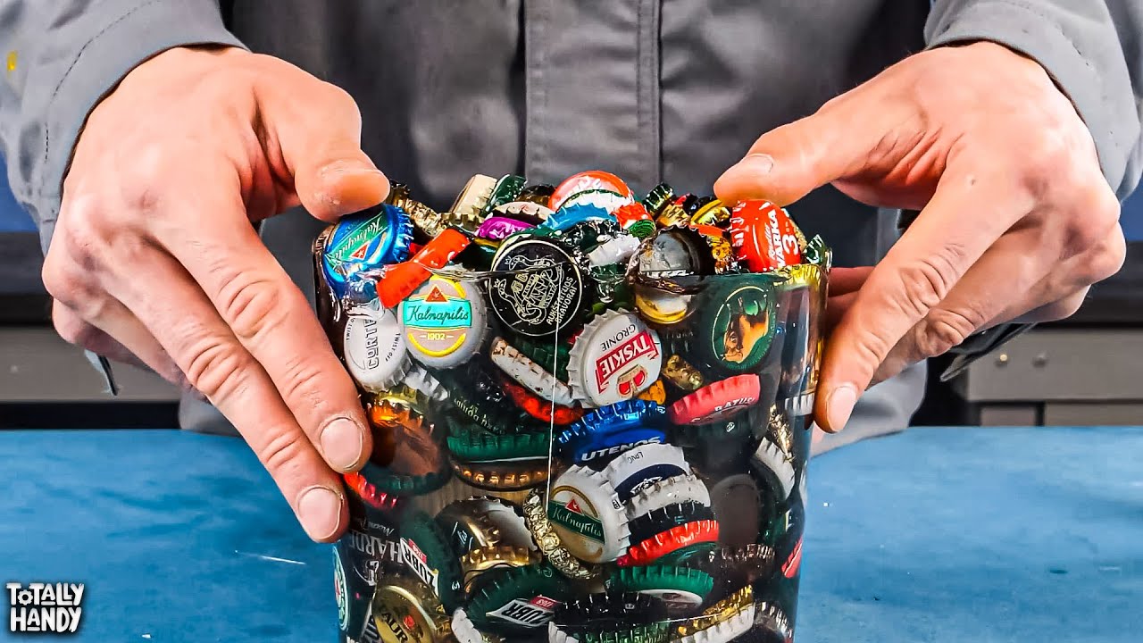 500 Bottle Caps + Epoxy Resin | DIY Project - YouTube