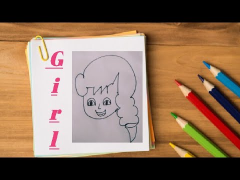 how to draw a girl using Girl word/very easy drawing/art - YouTube