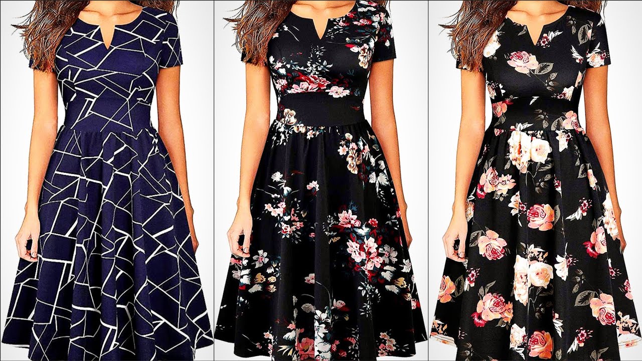 Latest Floral Aline Frock Design/Swing Cocktail Party dresses/Designer ...