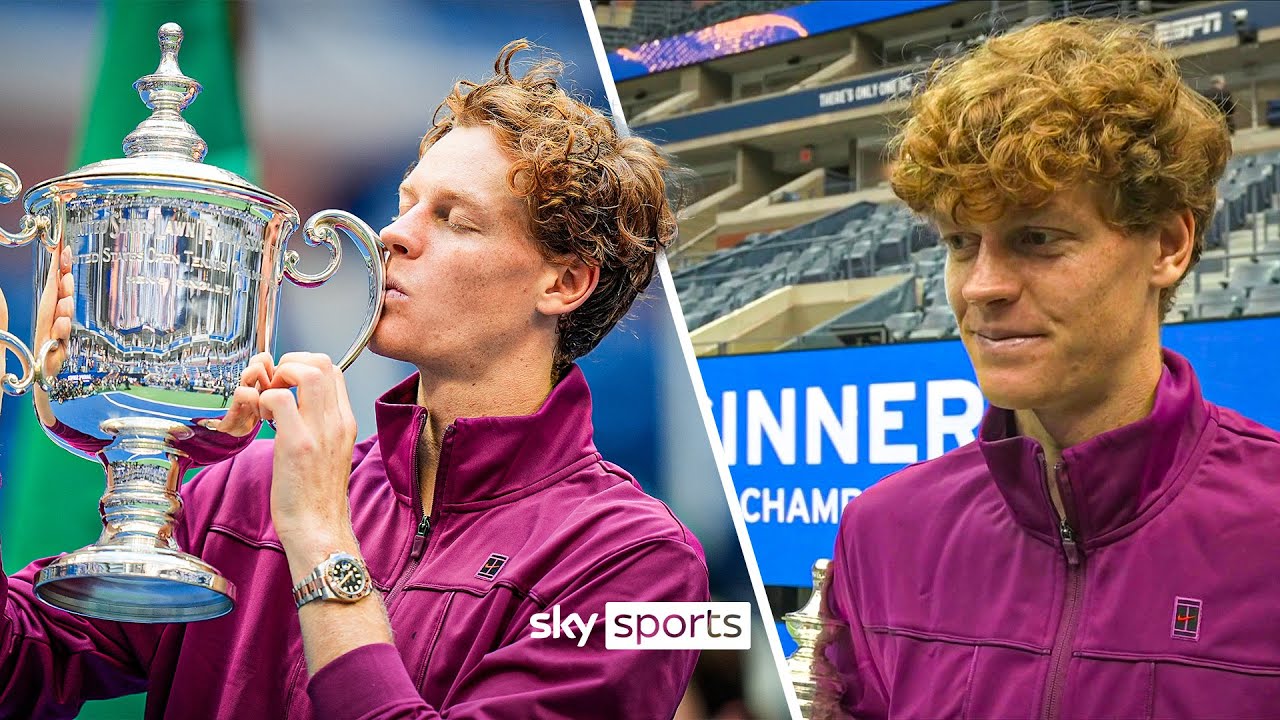 Jannik Sinner reacts to being crowned US Open champion 🏆🇮🇹 - YouTube