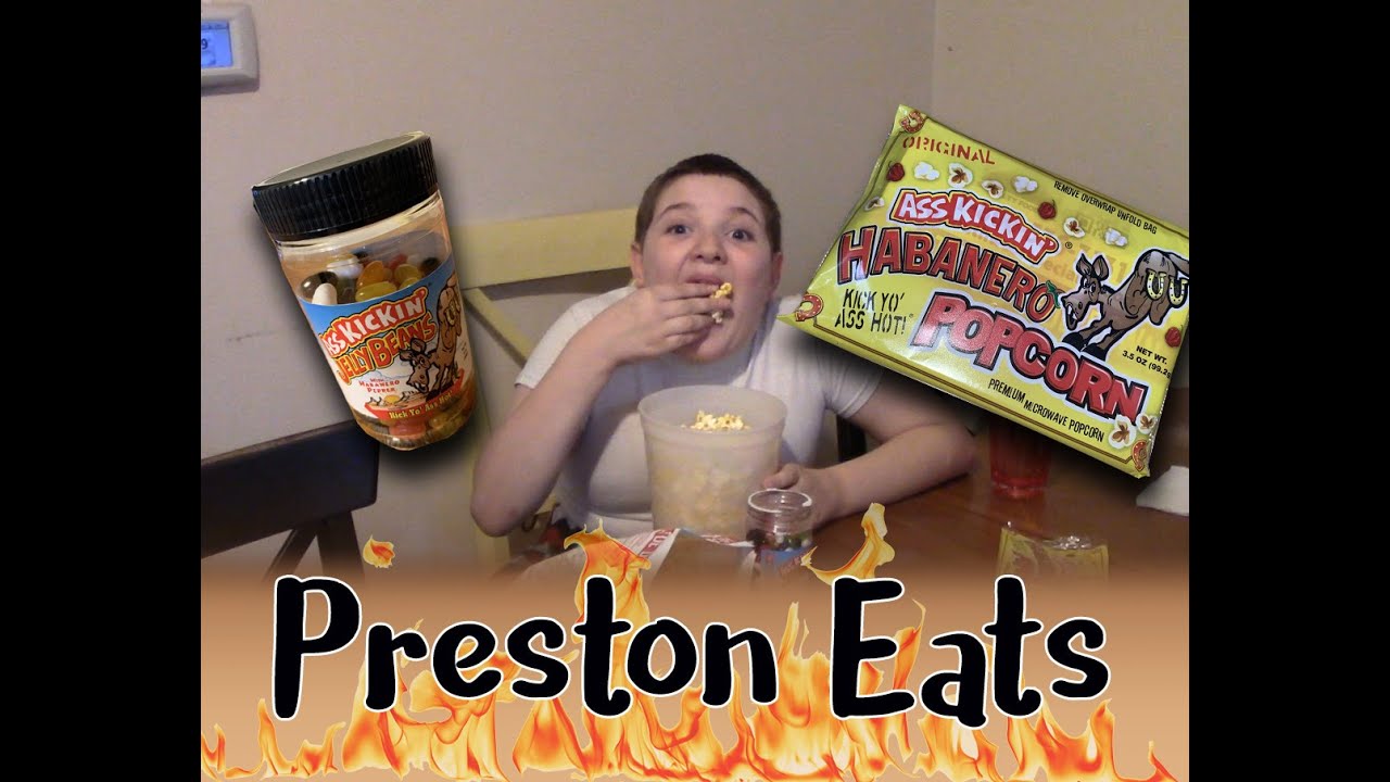 Preston Eats Habanero popcorn and jelly beans while taking Batman quiz ...