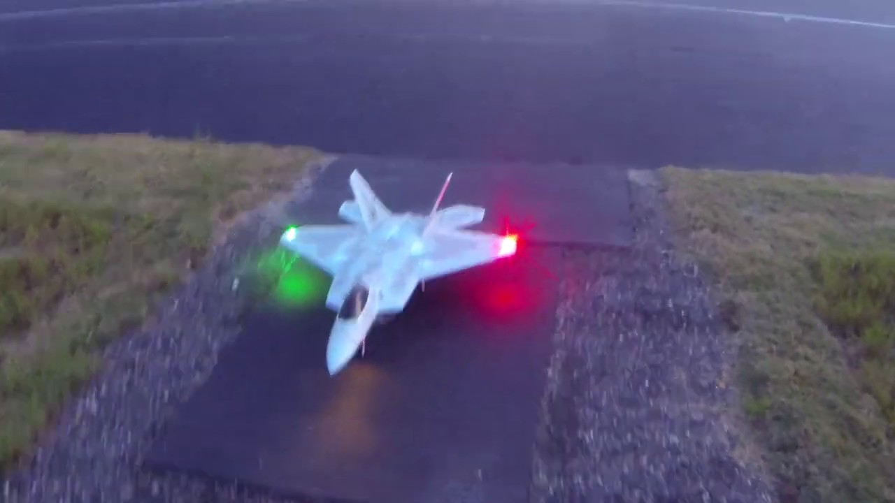 90mm F-22 - Sunset flight - Nav lights & Afterburners - YouTube
