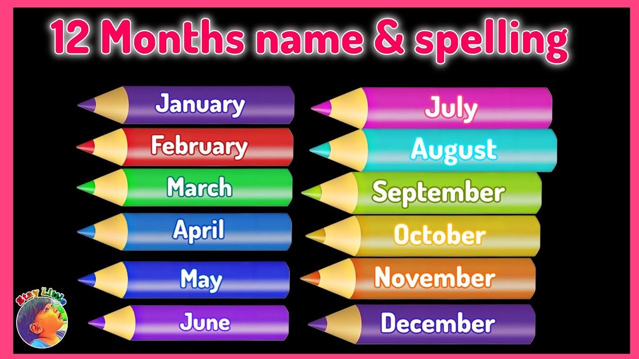 12 Months name and spelling in english || months of the year in english ...