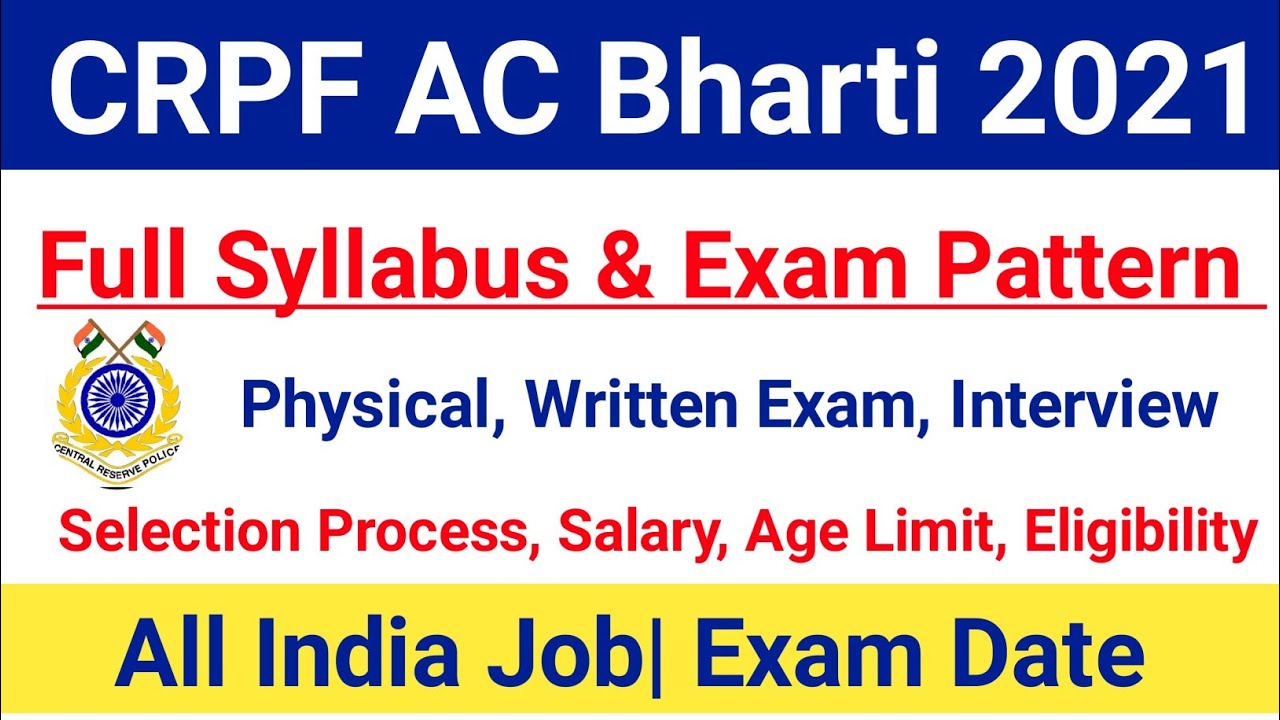 CRPF Assistant Commandant Syllabus 2021|CRPF AC Salary, Selection ...