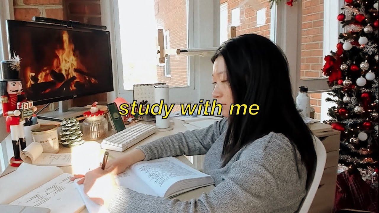 focused afternoon study with me live 🔥 fireplace sounds - YouTube