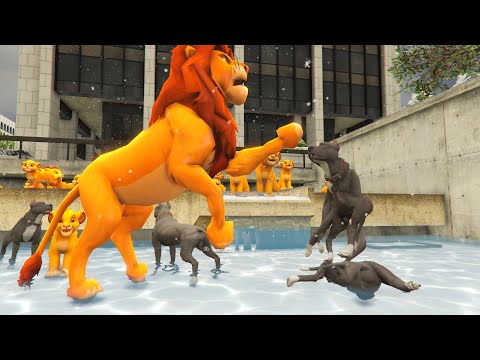 Snowy Adventure Gone Wild! Simba & Kion vs Pitbulls & Hollywood Guards 🦁❄️