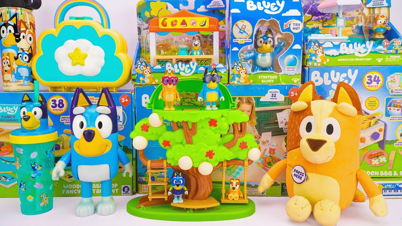 Bluey Toy Collection Unboxing Review 🌳 Bluey Tree Playset & Bluey ...