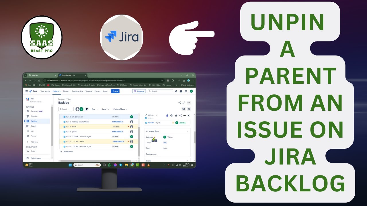 How to Unpin a Parent From an Issue on Jira Backlog - Step-by-Step ...