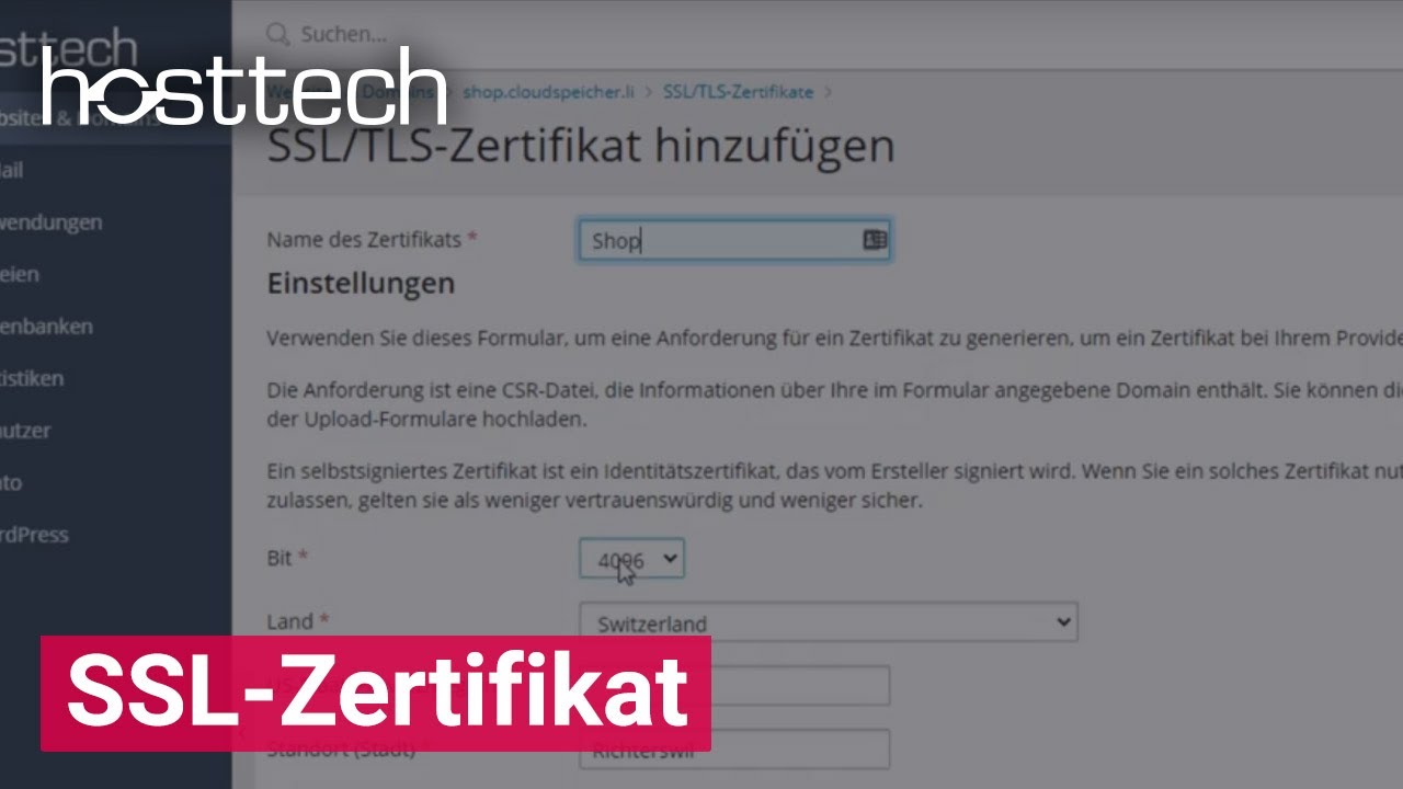 Bestellung und Installation SSL-Zertifikat - YouTube