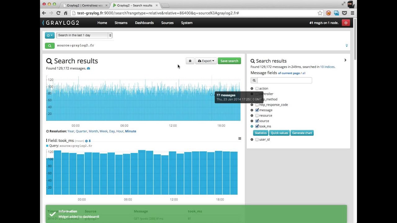 [Graylog2] Création d'un tableau de bord - YouTube
