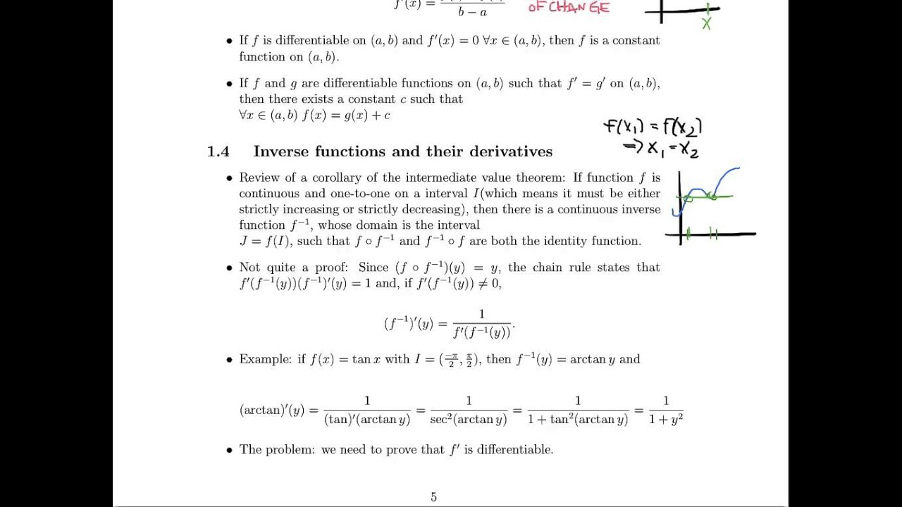 Math 23a. Week 8, Video 2: Behavior of differentiable functions ...