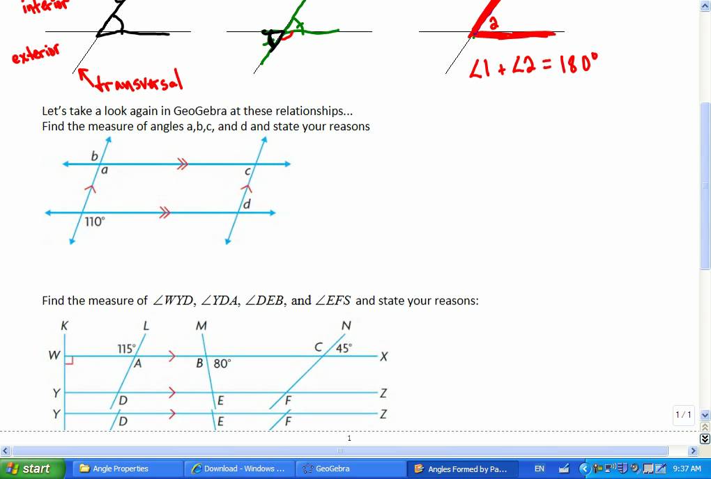 Mr Joyce Angles Formed by Parallel Lines - Foundations of Math 11 - YouTube