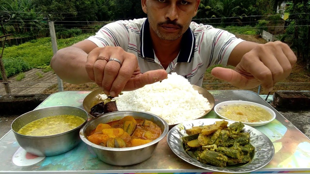 Rice with Hing Builir Dal-Rui Mach(Fish)Potol Aloo-Dharos(Ladies ...
