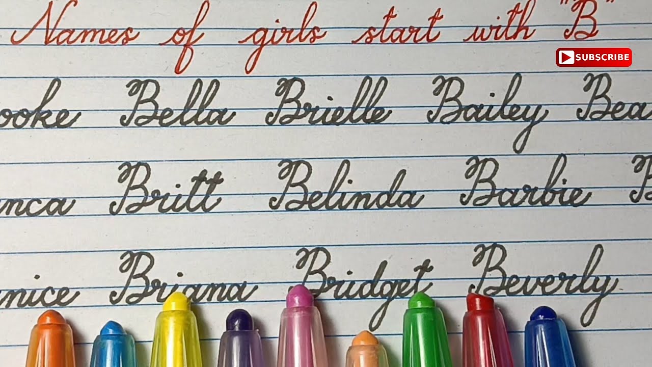 Girl Names Start With “B” in Cursive Writing Practice abcd | Cursive ...