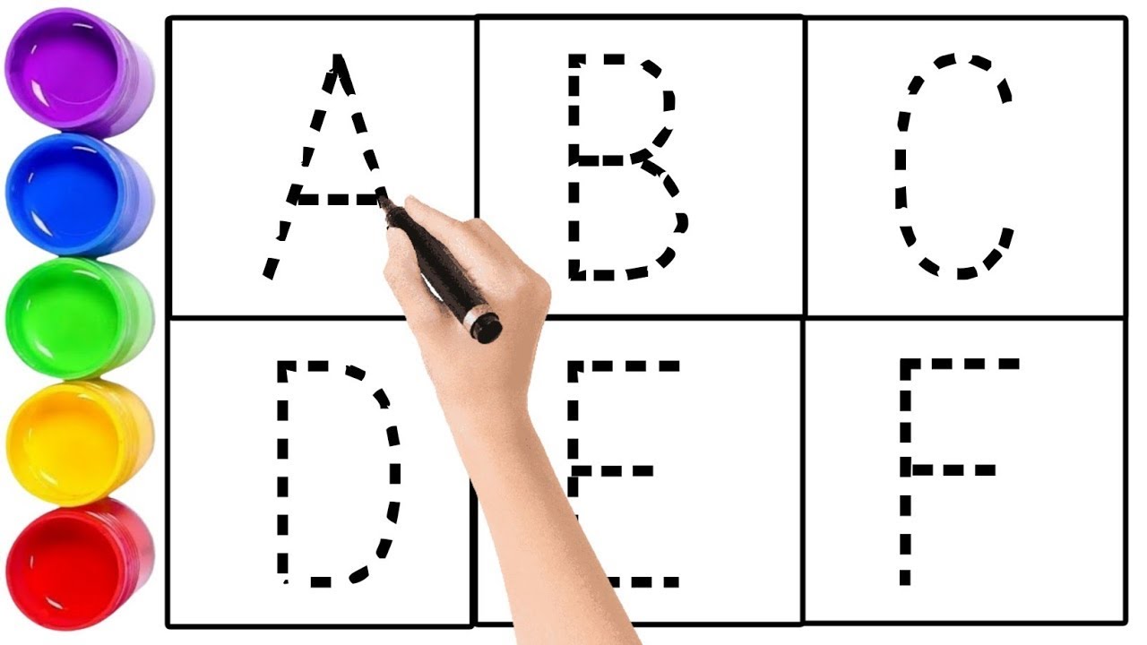 A to F for kids | Collection for writing along dotted lines for ...