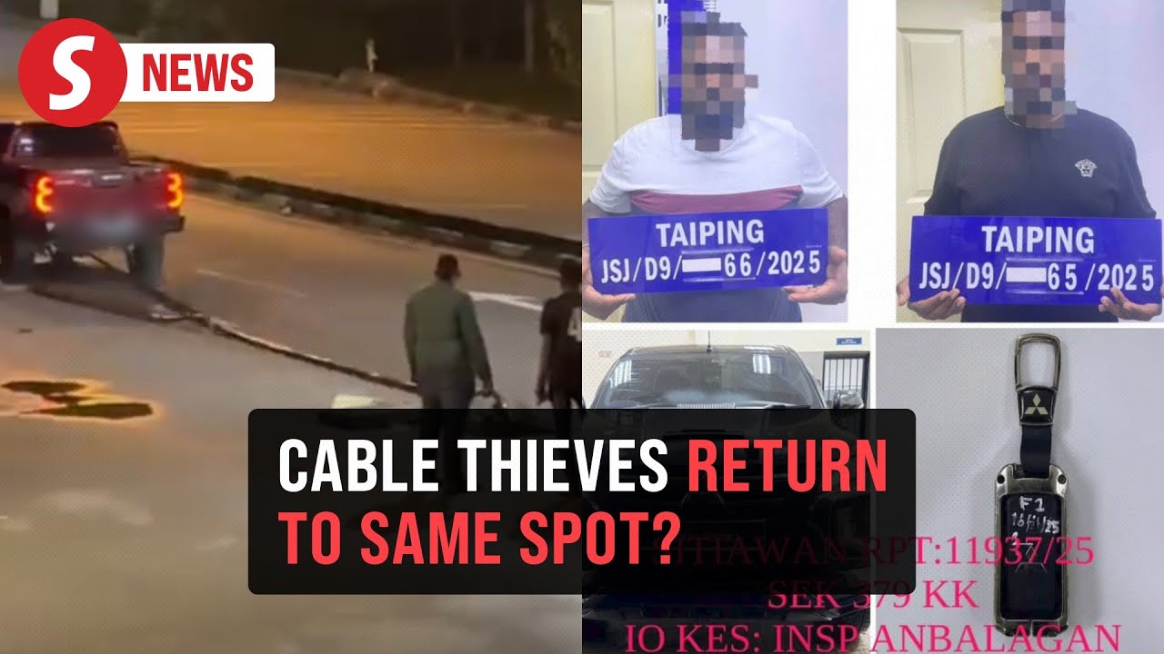 Two men arrested over cable theft in Taiping - YouTube