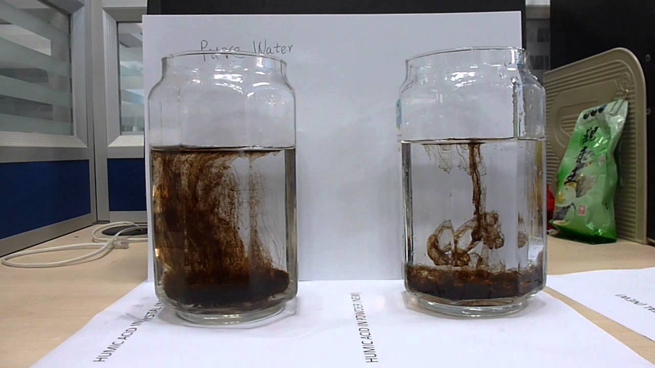 humic acid in powder-pure water & tap water - YouTube