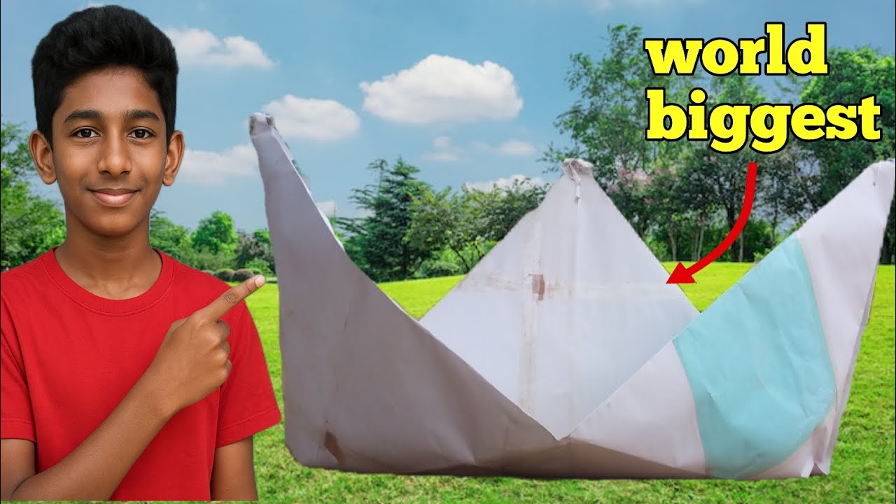මම ලෝකේ ලොකුම කඩදාසි බෝට්ටුව හැදුවා| I make biggest paper boat in the ...