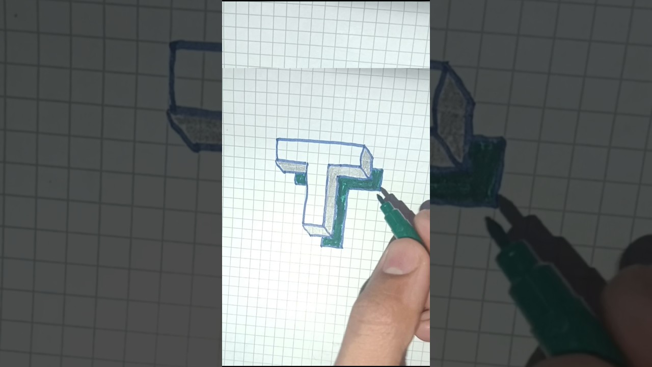 How to draw letter T in 3D easy step #3dletterdrawing #easy3dart - YouTube