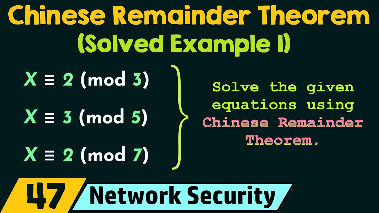 The Chinese Remainder Theorem Solved Example 1 YouTube The Chinese Remainder Theorem Solved Example 1 YouTube