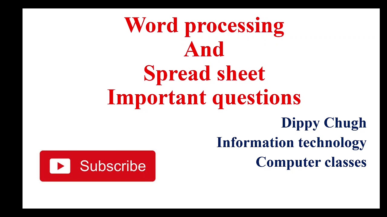 Important questions answers of word processing and spread sheet #it # ...