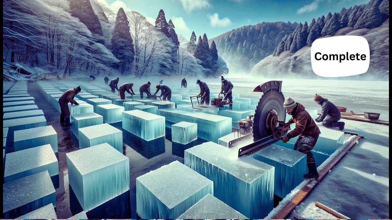 Natural Ice Cutting in Japan Ice Making and Harvesting in Lake Japan ...
