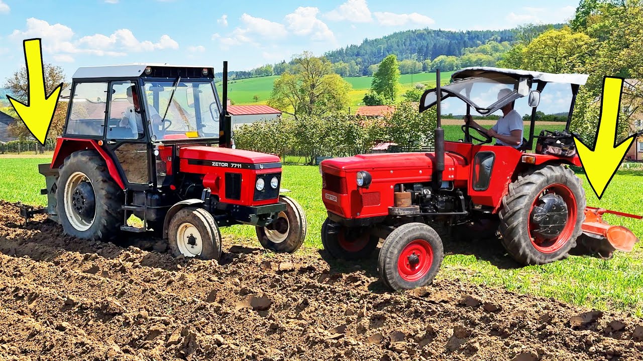 Planting potatoes🥔 ZETOR 7711 & 4712 rotavator KUBOTA R16WK - YouTube