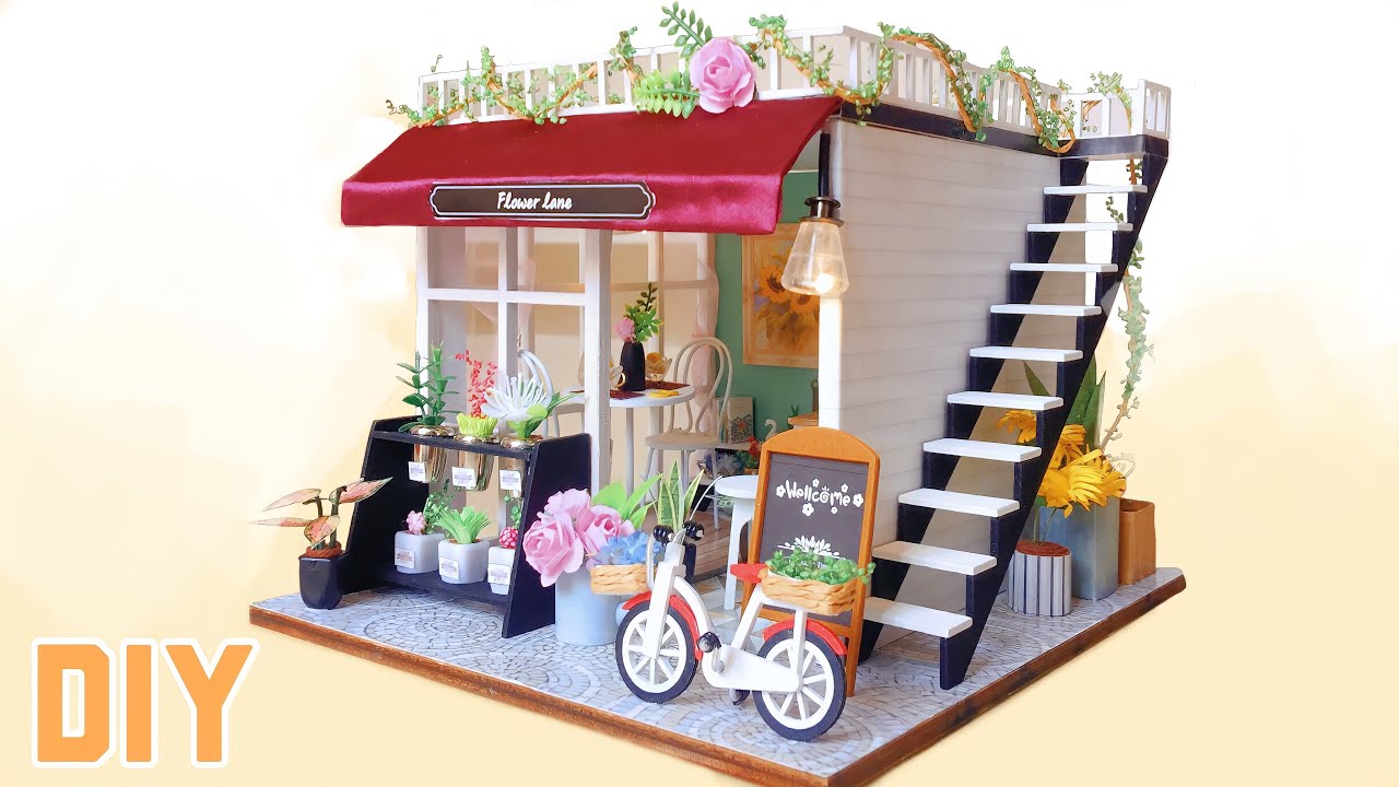 DIY Miniature Dollhouse Kit | Flower Shop - YouTube