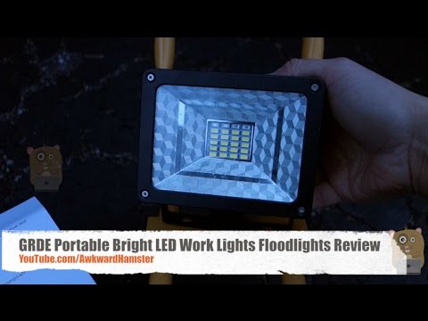 GRDE Portable Bright LED Work Lights Flood Lights Review - YouTube