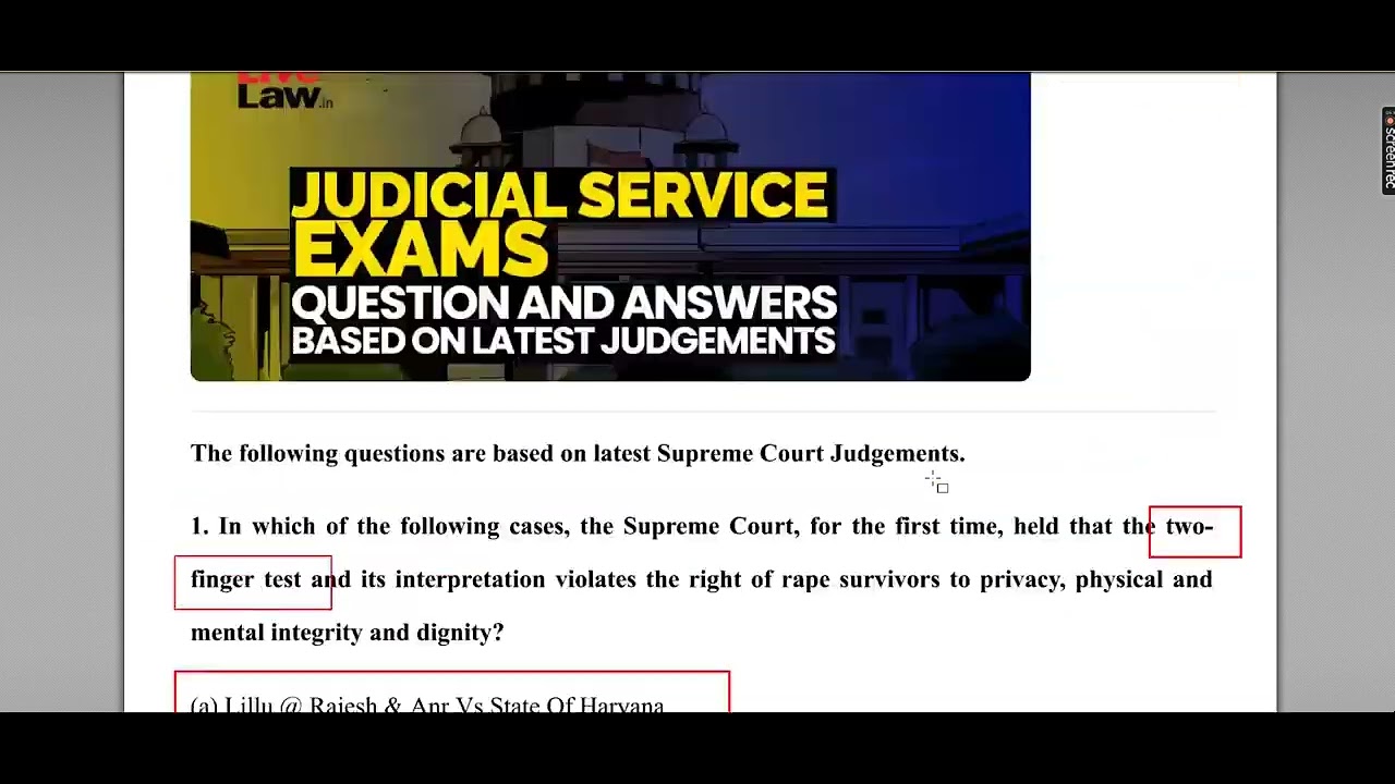 Judicial Service Exams - Question & Answers Based On Latest Judgements ...
