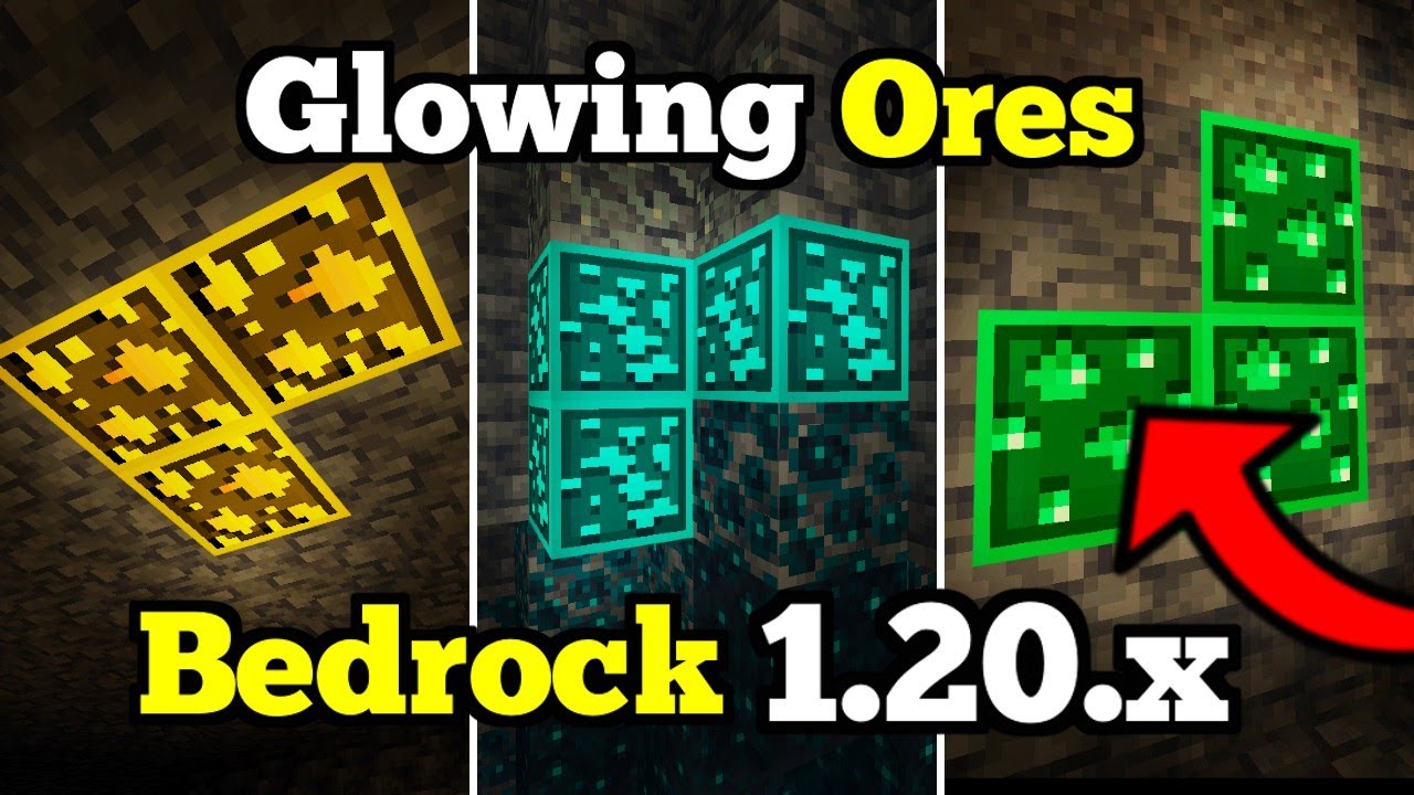 🟢 Ores Glowing Para Minecraft Pe 120x Minerales Brillantes En Minecraft Bedrock Youtube