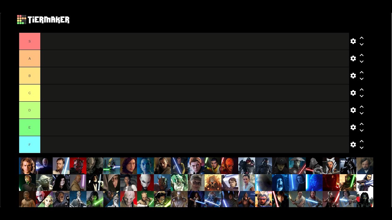 Star Wars most powerful jedi/sith Best to Worst Tier List... (Come Join ...