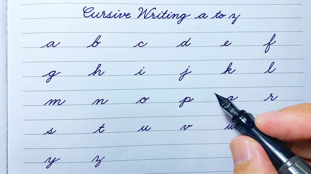 Cursive writing a to z with a fountain pen | Cursive small letters abcd ...