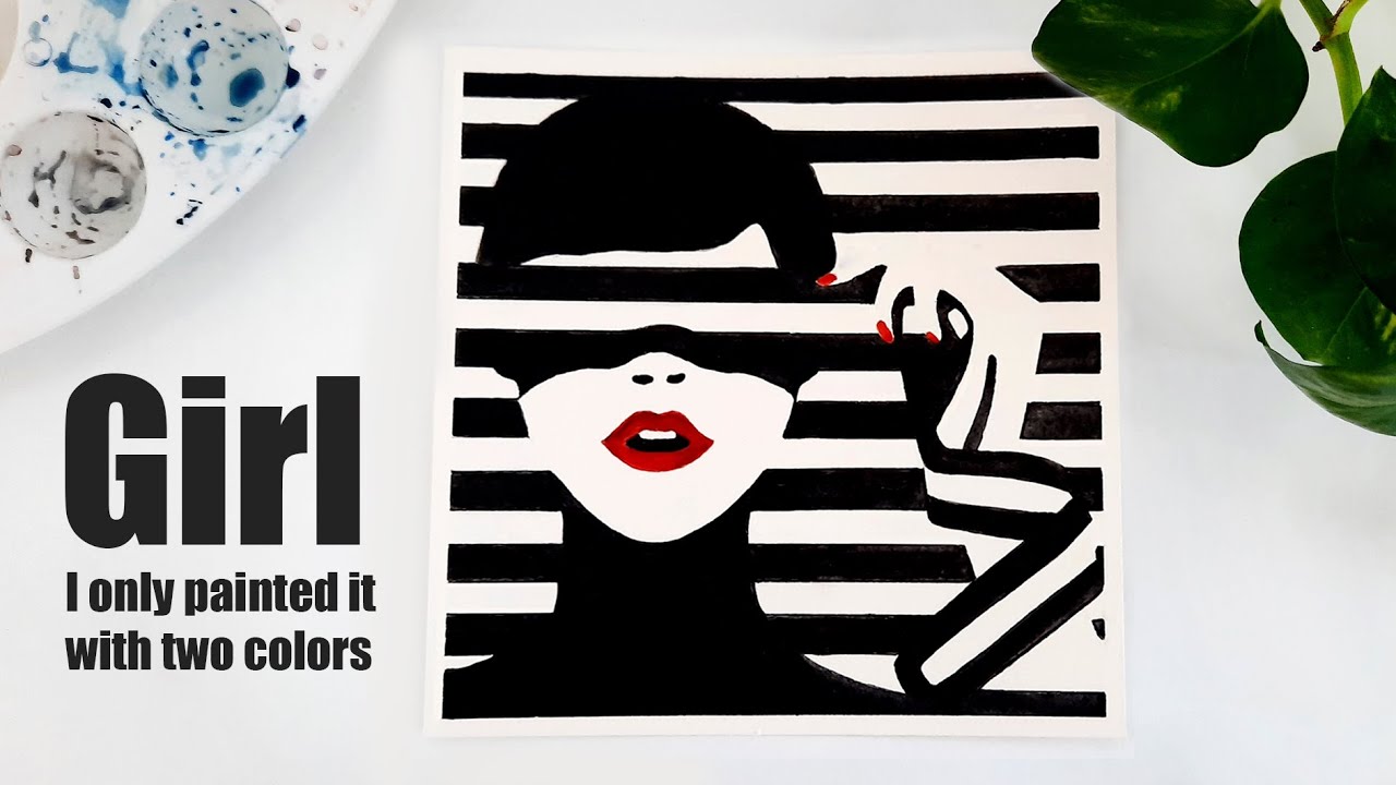 Paint with only two colors || easy idea || girl - YouTube